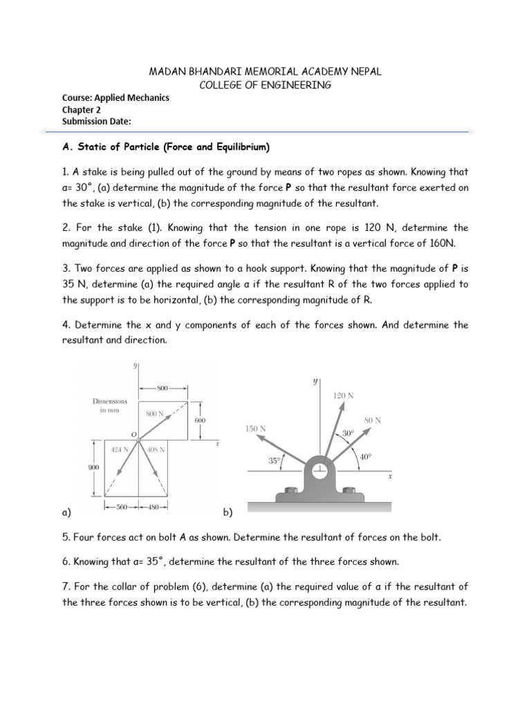 Assignment I Civil | PDF | Force | Tension (Physics)