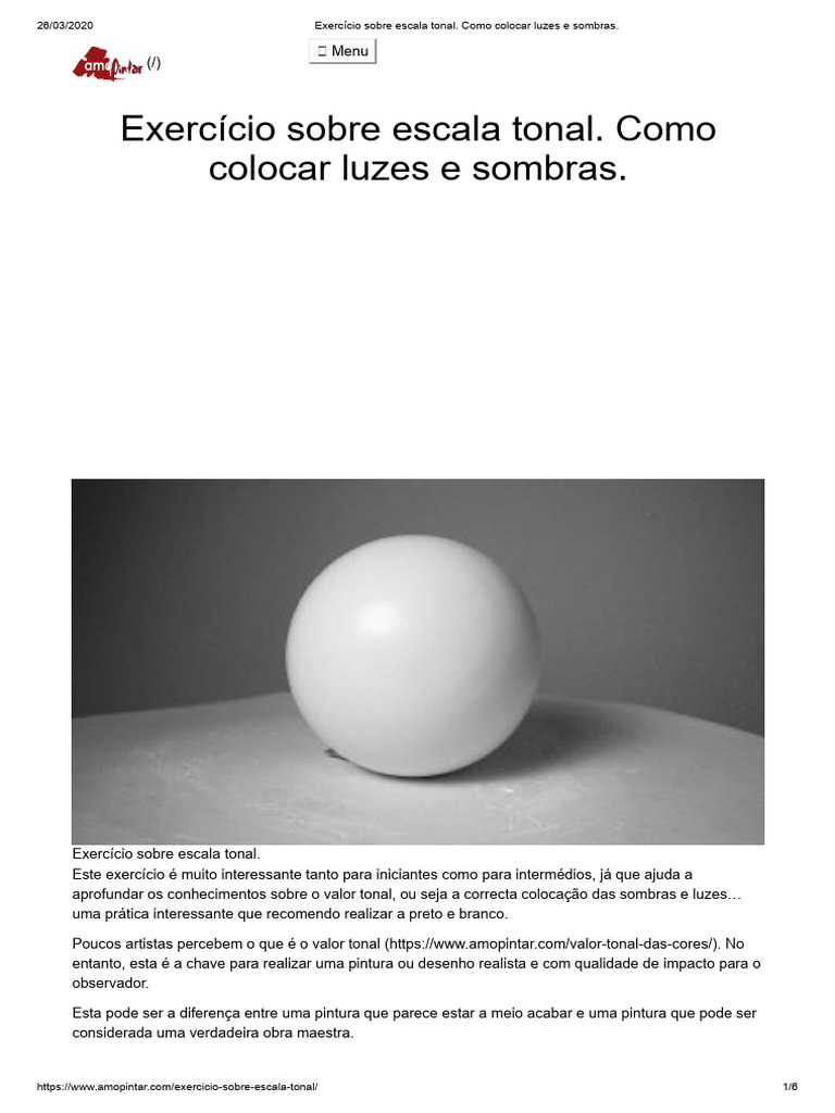 Exercício Sobre Escala Tonal. Como Colocar Luzes e Sombras | PDF | Cor ...