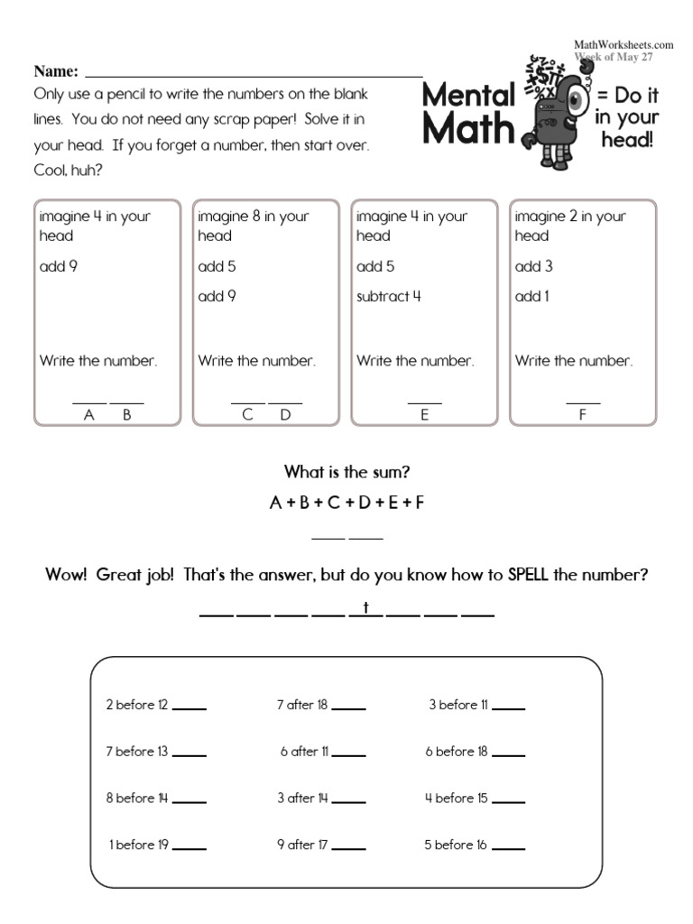 MathWorksheetsGrade1 5 27 | PDF