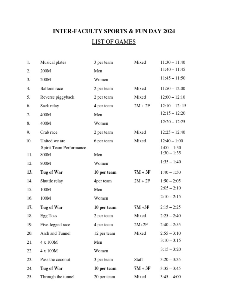 List of Games & Instructions | PDF | Sports