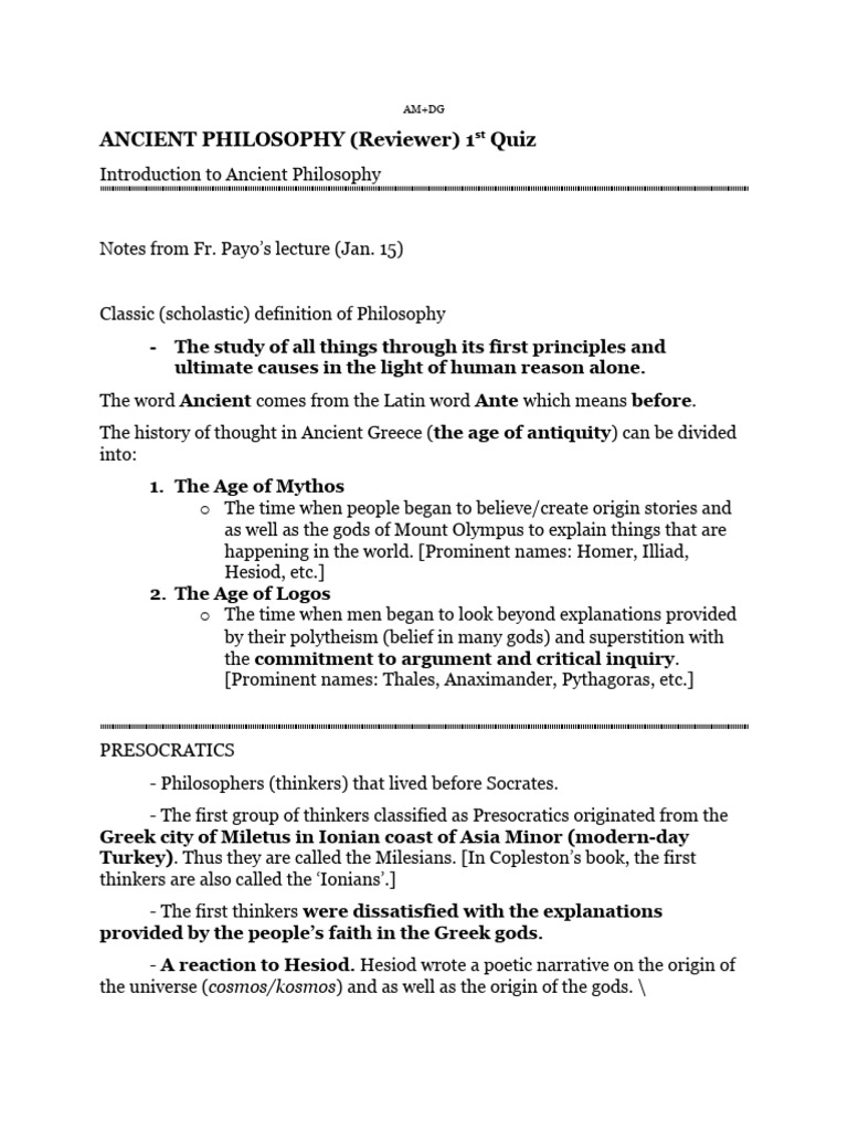 Ancient Philosophy: Presocratic Insights | PDF | Pythagoras | Ancient ...