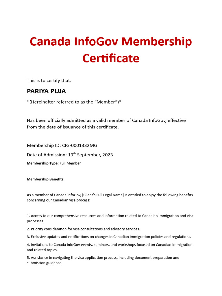 Members Certificate | PDF