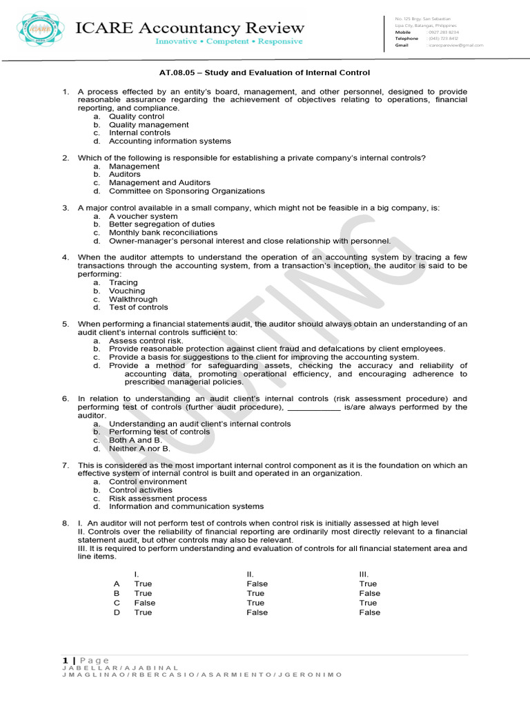 Study and Evaluation of Internal Control | Download Free PDF | Internal Control | Audit