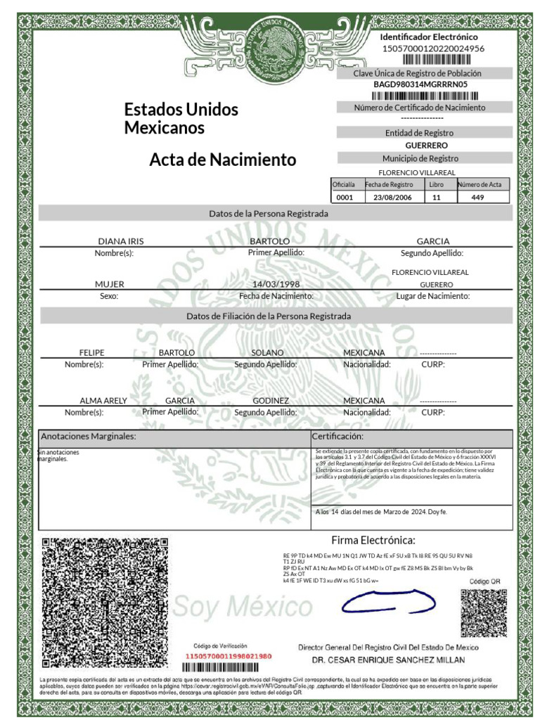 Acta Nacimiento-1.PDF 1 | PDF | Comunicación escrita | Documentos legales