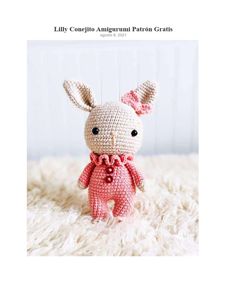 Lilly Conejito PDF Amigurumi Patron Gratis | PDF | Tejer | Tejidos Figurados