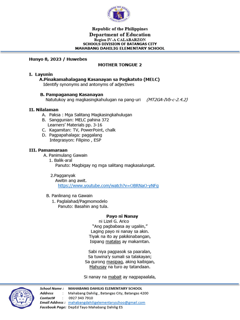 MTB2 - Q4 - Week 6 - Day 4 | PDF