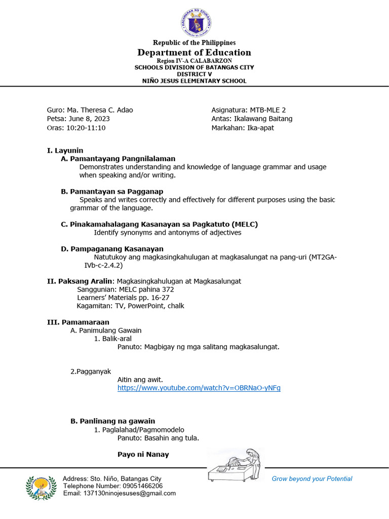 MTB-MLE 2 Q4 W6 Day 1-5 | PDF