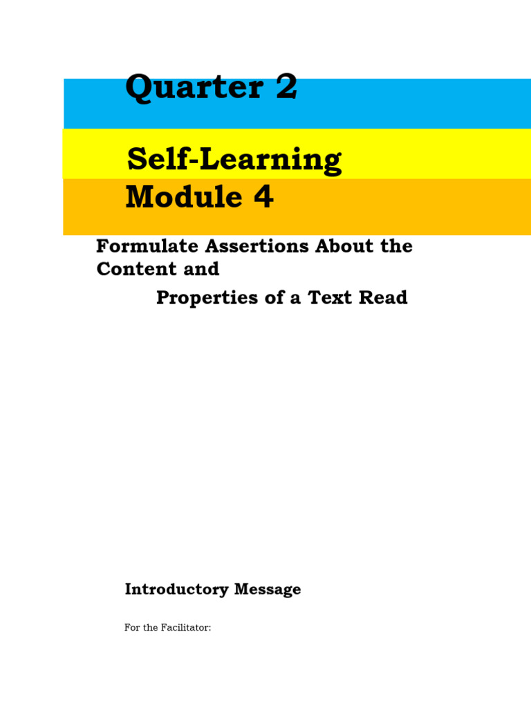 Module 4: Formulating Text Assertions | PDF | Learning | Psychotherapy