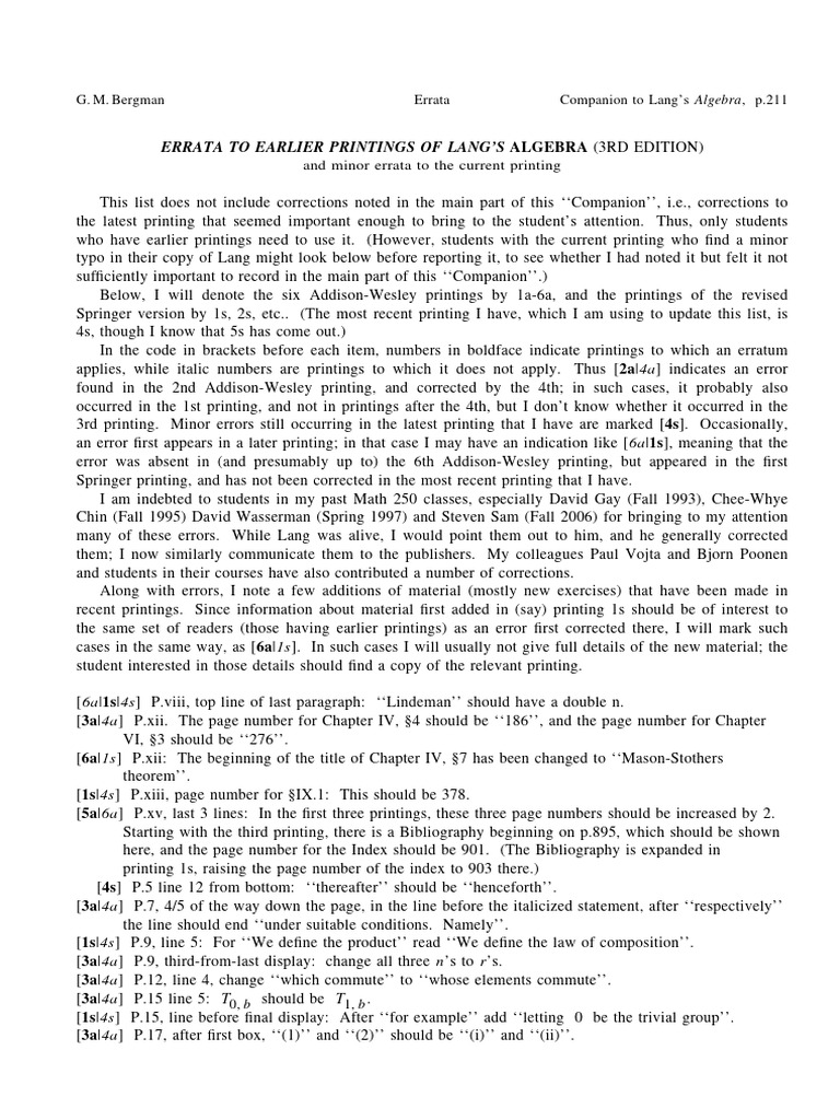 55 Errata | PDF | Mathematics | Abstract Algebra