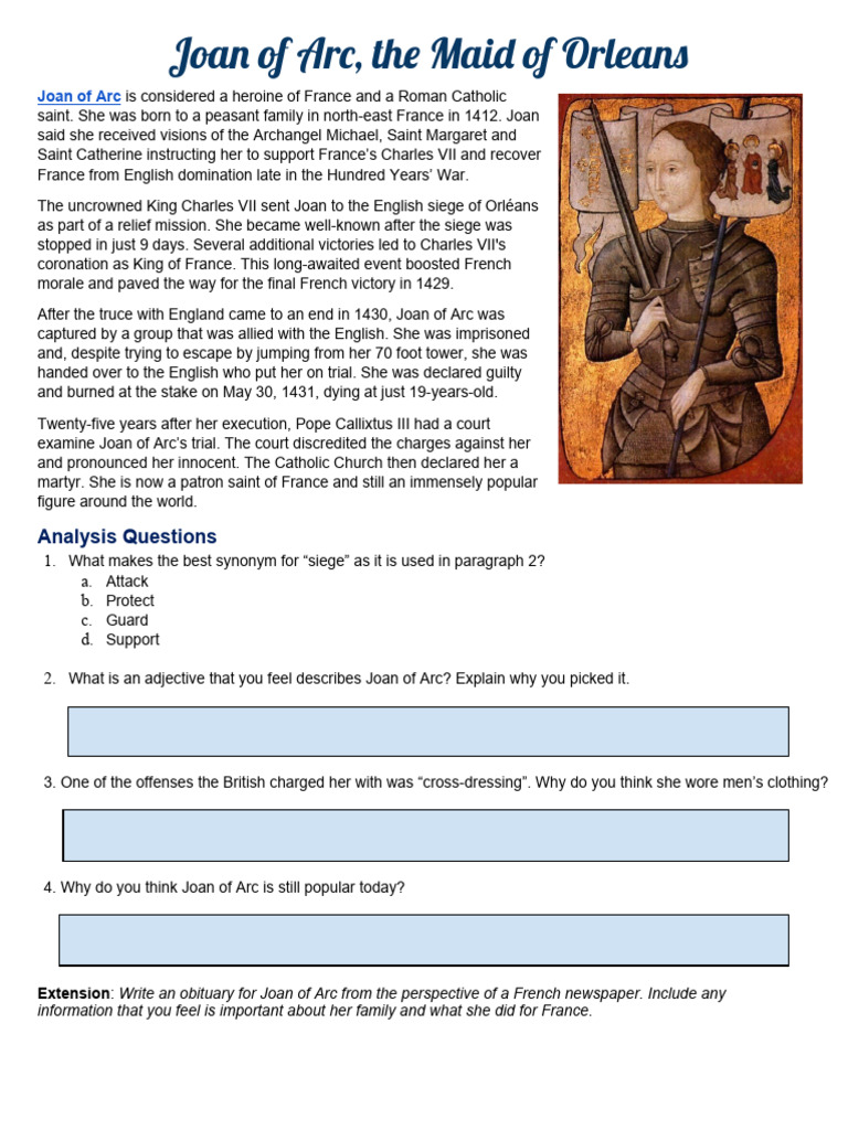 Joan of Arc Reading | PDF