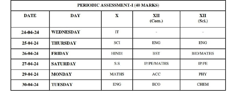STD X & Xii Pa-1 - Exam - Time-Table | PDF