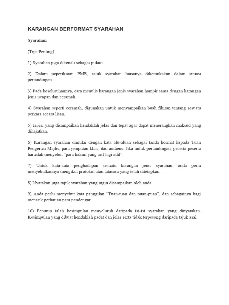 Karangan Berformat Syarahan | PDF