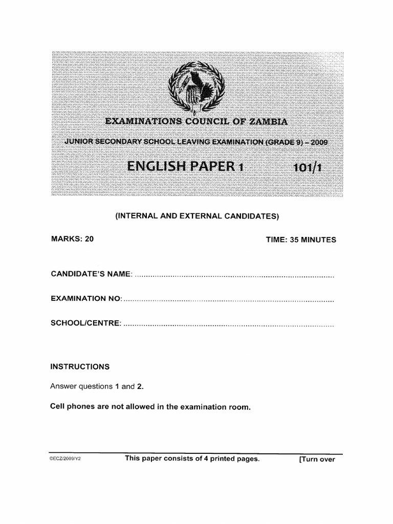 g9 English p1 2009 | PDF