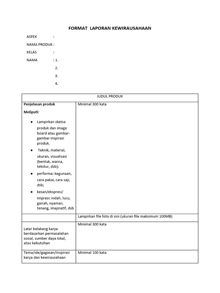 Laporan Kewirausahaan Produk Inovatif | PDF