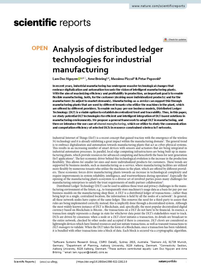 Analysis of Distributed Ledger Technologies For Industrial ...