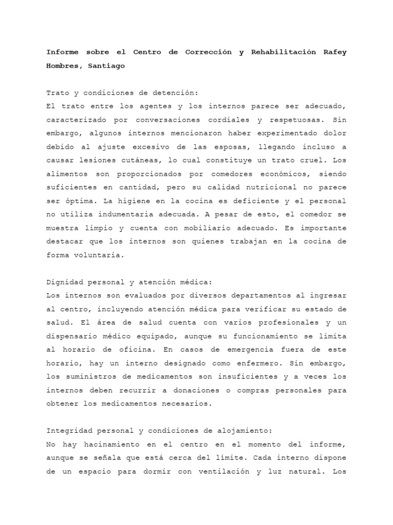 Informe sobre el CCR Rafey Hombres | PDF | Prisión