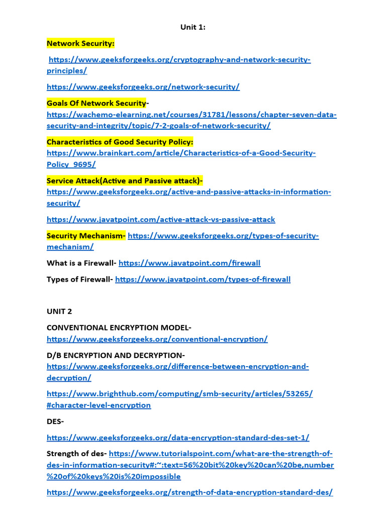Unit 1 - Unit 4 Links Crypto | PDF | Public Key Cryptography | Cryptography