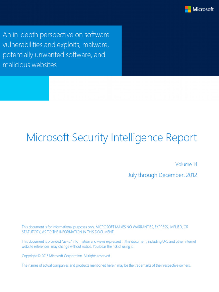 Microsoft Security Intelligence Report Regional Threat Assessment ...