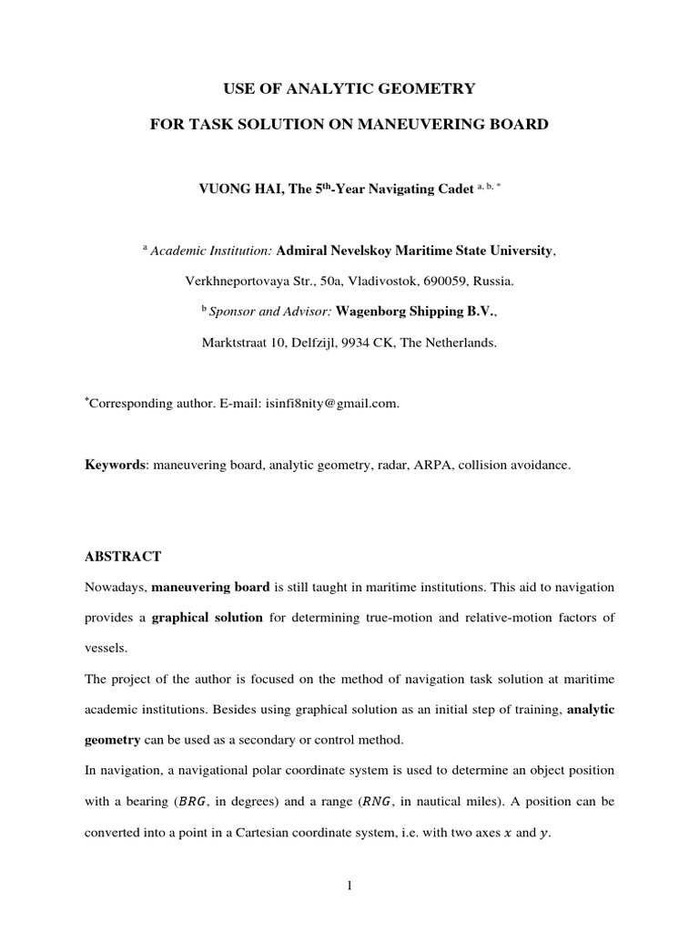IAMUC2019 - Use of Analytic Geometry For Task Solution On Maneuvering Board - Hai Vuong | PDF ...