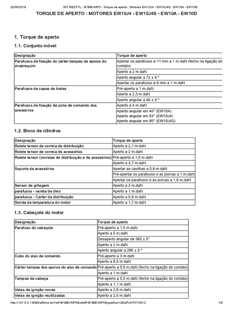 Torque de Aperto - Motores EW10J4 - EW10J4S - EW10 - 240427 - 143222 ...