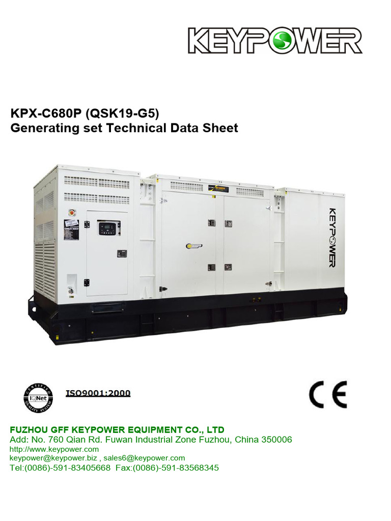 Data Sheet KPX C680P | PDF | Engines | Electric Generator