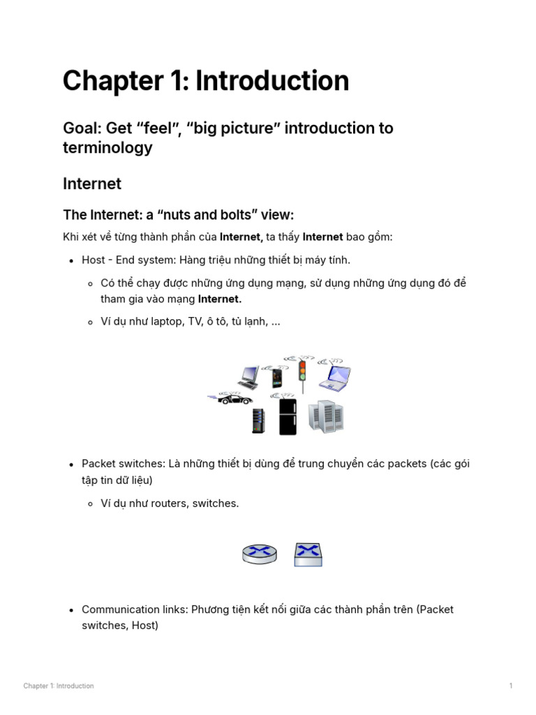 Chapter 1 Giới thiệu về mạng máy tính - Computer Network Note | PDF