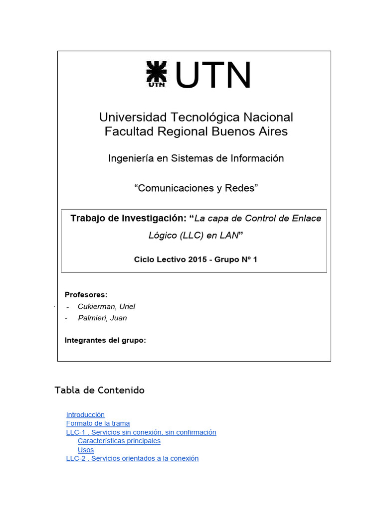 La Capa de Control de Enlace Lógico (LLC) en LAN | PDF | Ciencias de la ...