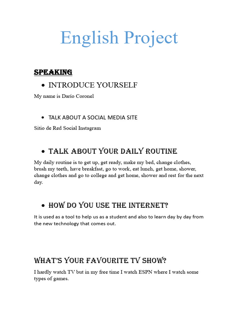 Proyecto de Ingles Dario Coronel | PDF