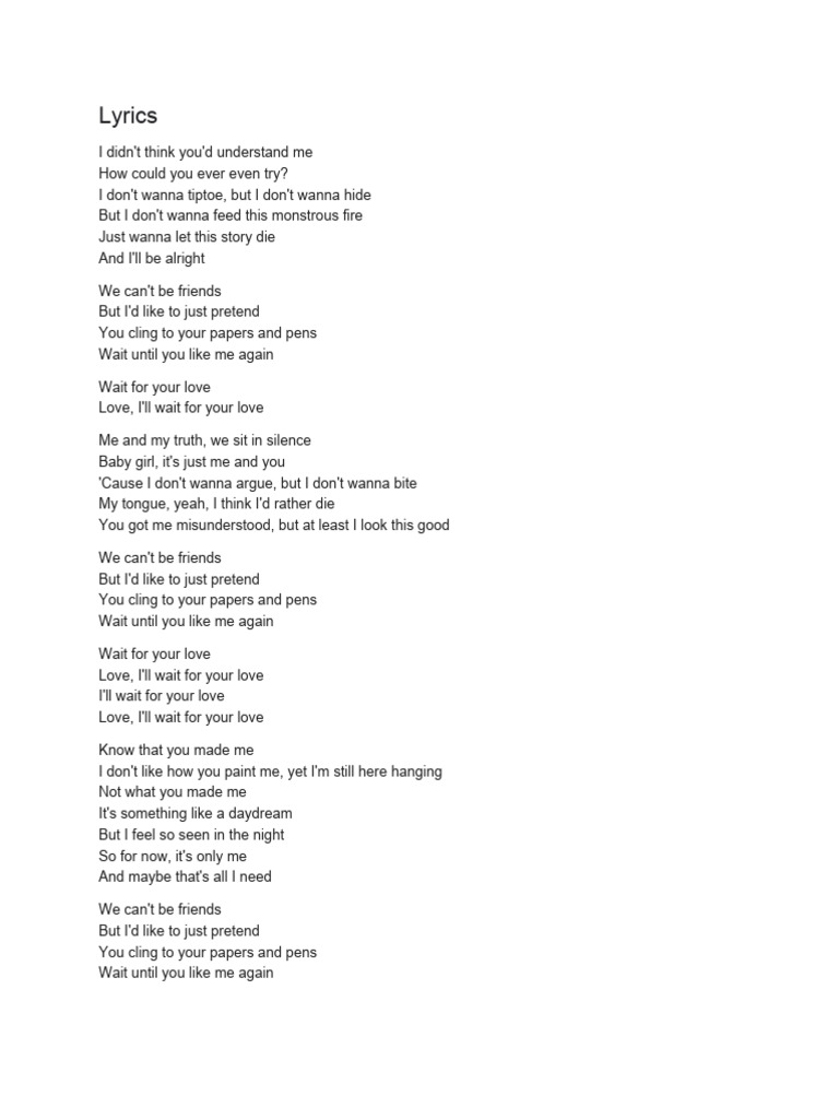 We Can't Be Friends Lyrics | PDF