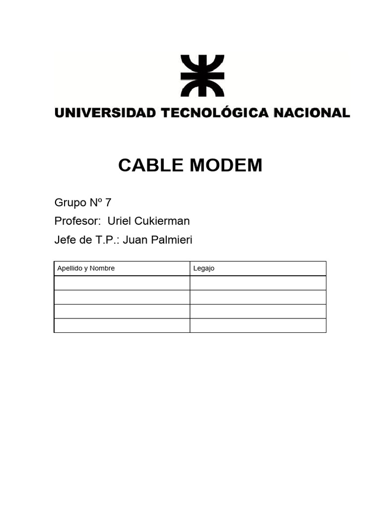 GRUPO 7 - Cable Modem | PDF | Módem | Telecomunicaciones