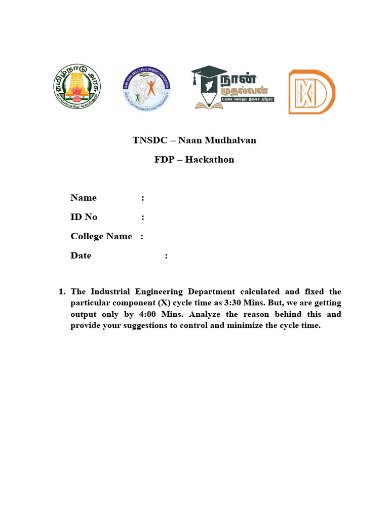 TNSDC - Naan Mudhalvan FDP - Hackathon | PDF