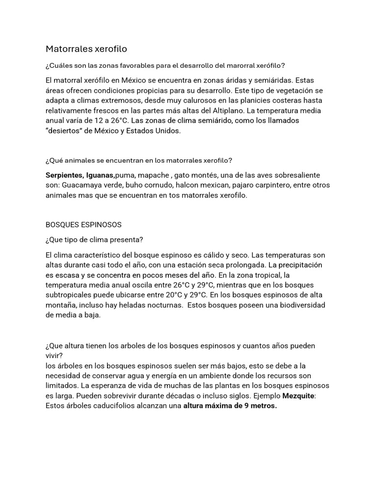 Matorrales Xerofilo | PDF