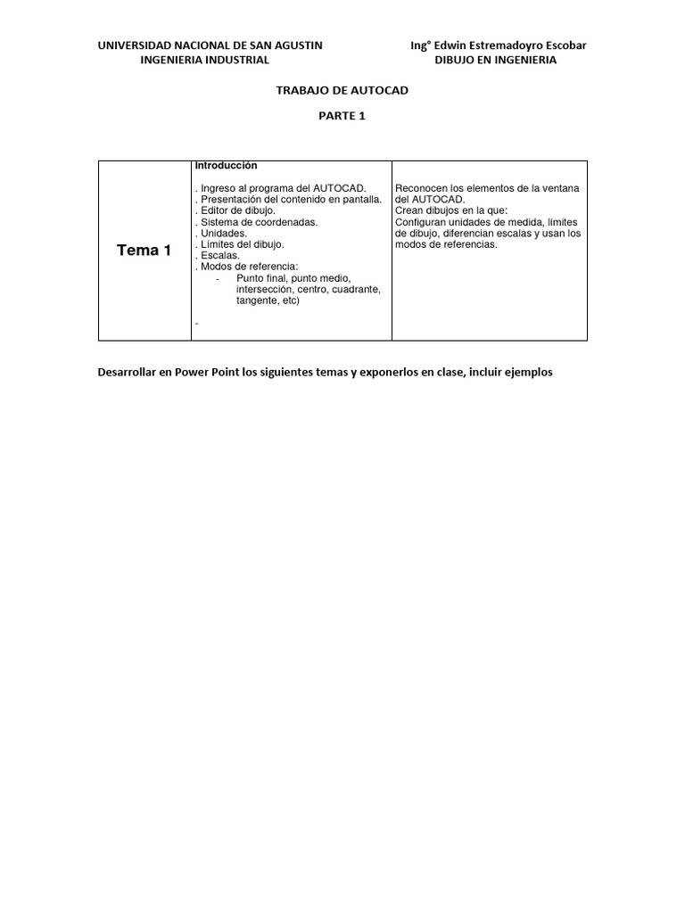 Trabajo Autocad Parte 1 | PDF