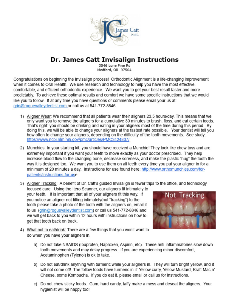 Dr. James Catt Invisalign Instructions | PDF | Orthodontics | Human Tooth