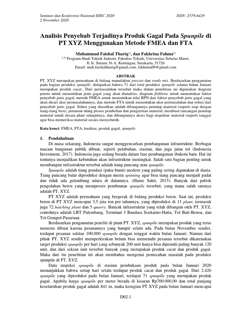 Penyebab Gagal Fmea Fta | PDF