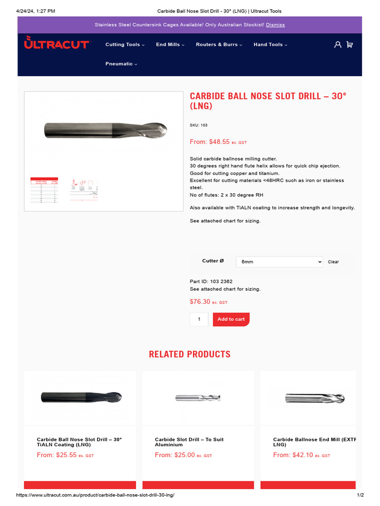 Carbide Ball Nose Slot Drill 30° | PDF | Equipment | Metals