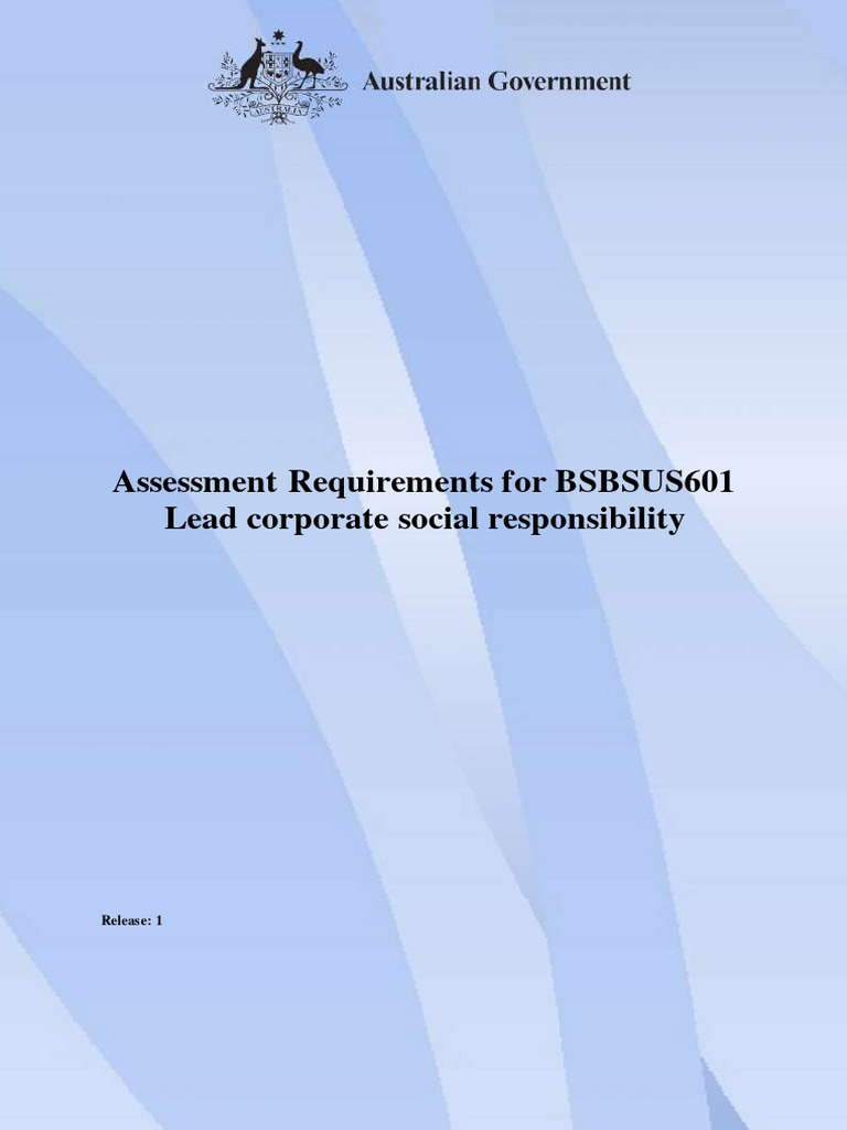 BSBSUS601-Assessment Requirements - pdf.v1.0 | PDF | Corporate Social Responsibility | Economies