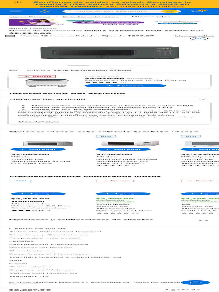 Horno de Microondas WINIA DAEWOO KOR-667DG Gris | PDF