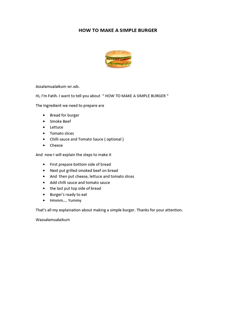 Simple Burger Recipe Guide | PDF