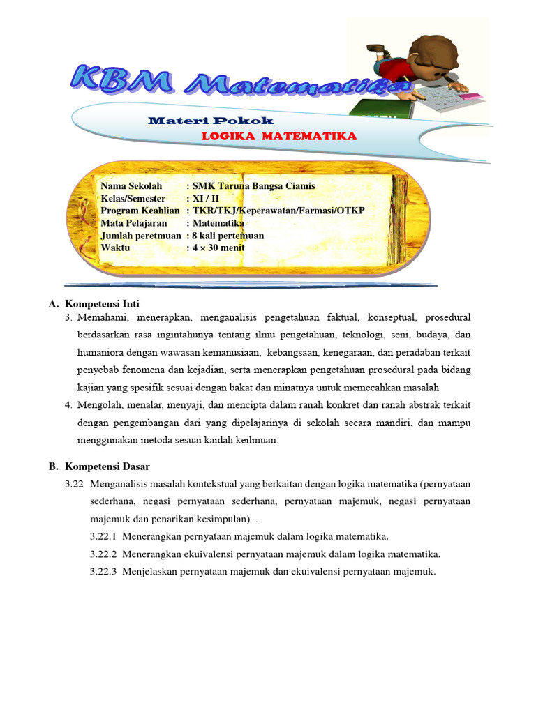 Materi KBM Xi Logika Matematika (Negasi Ingkaran) | PDF