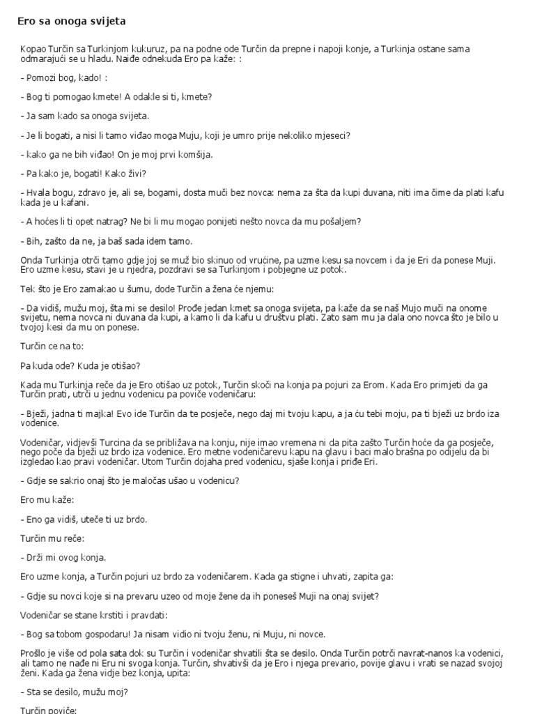 Srpski Jezik 5. Razred Ero Sa Onoga Svijeta | PDF