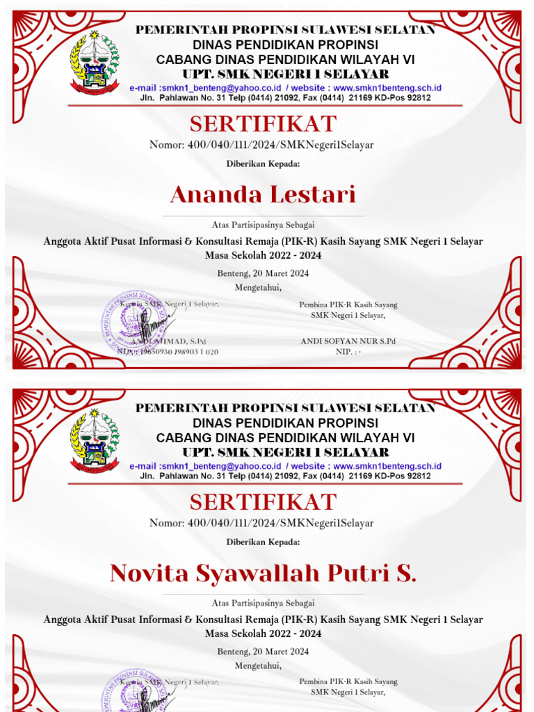 Sertifikat PIK-R | PDF