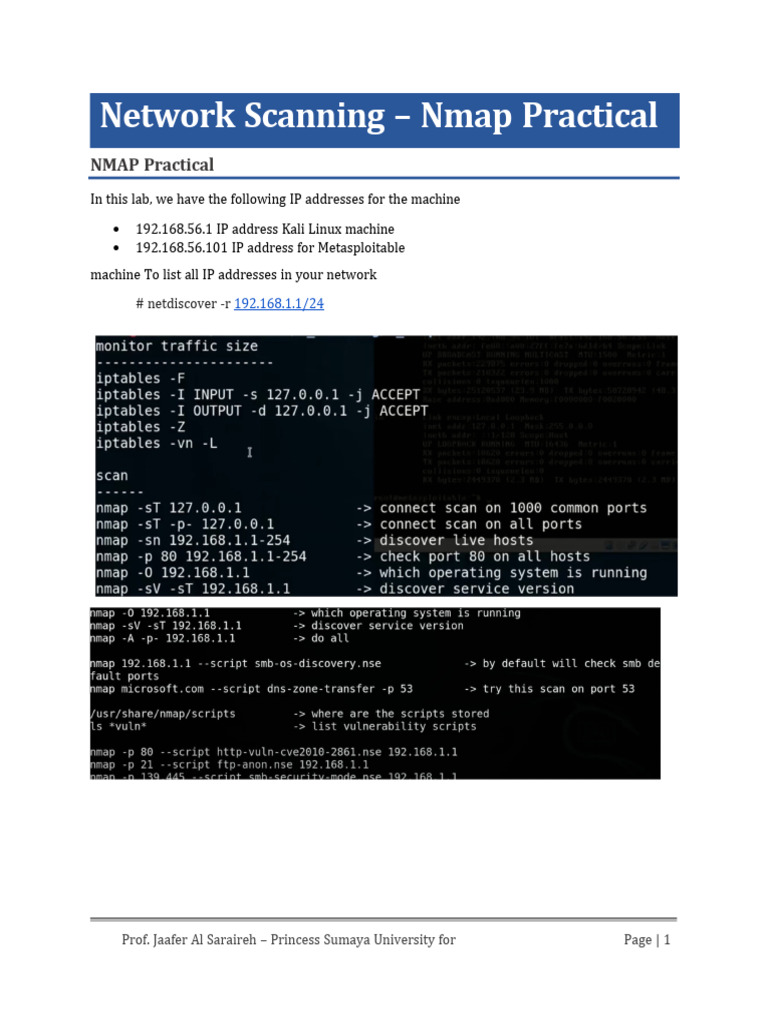 04 Hands On Network Scanning Nmap Practical Part0 Pdf Computer Networking Network Layer