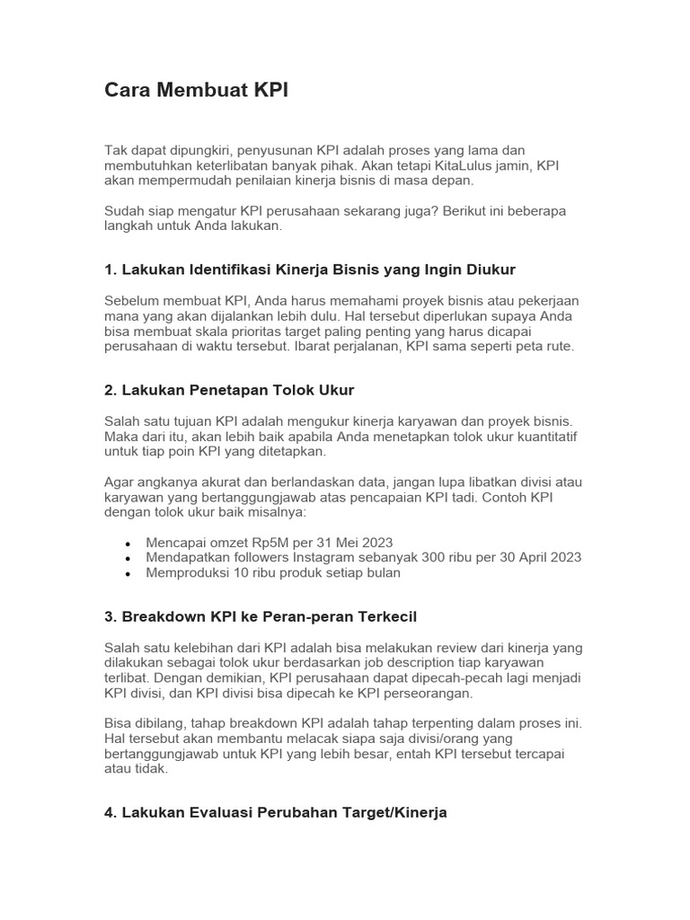 Cara Membuat KPI | PDF