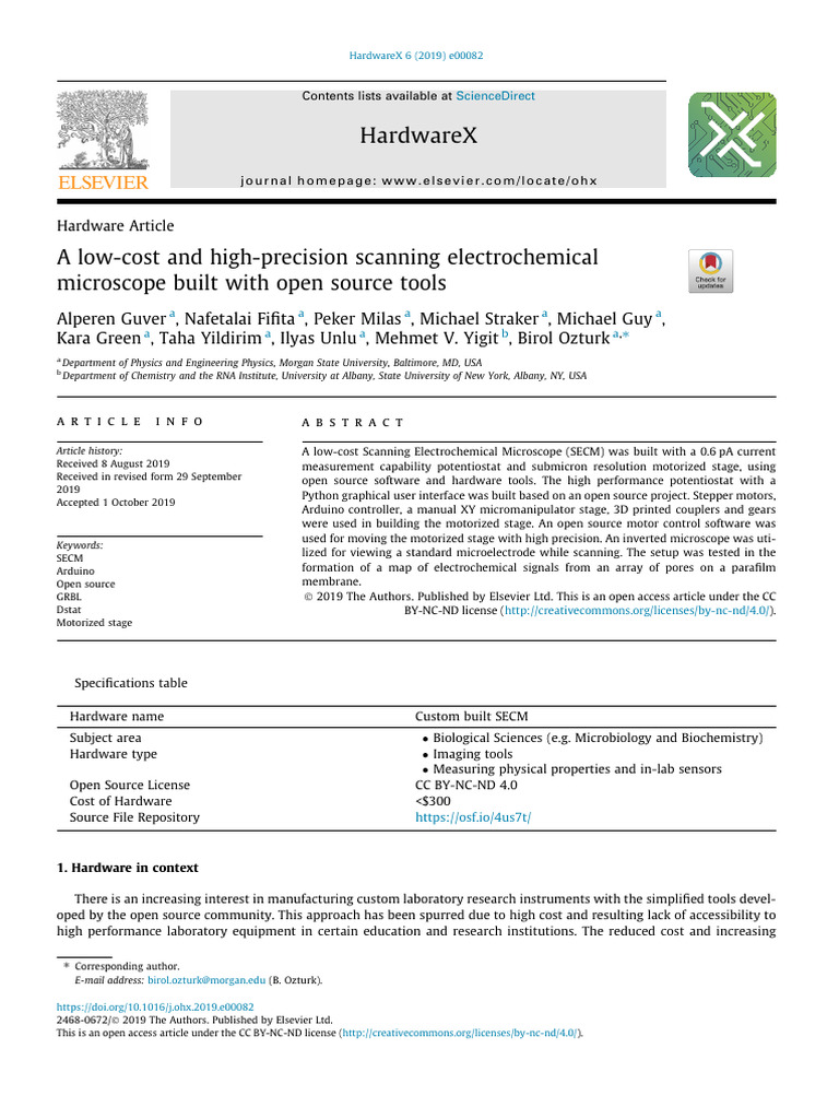 A Low-Cost and High-Precision Scanning Electrochemical Microscope Built ...