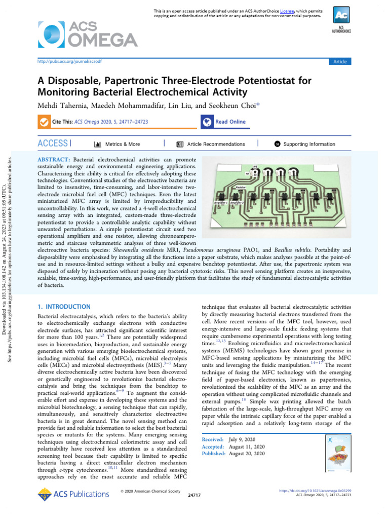 Papertronic Potentiostat for Bacteria Monitoring | PDF | Electrode ...