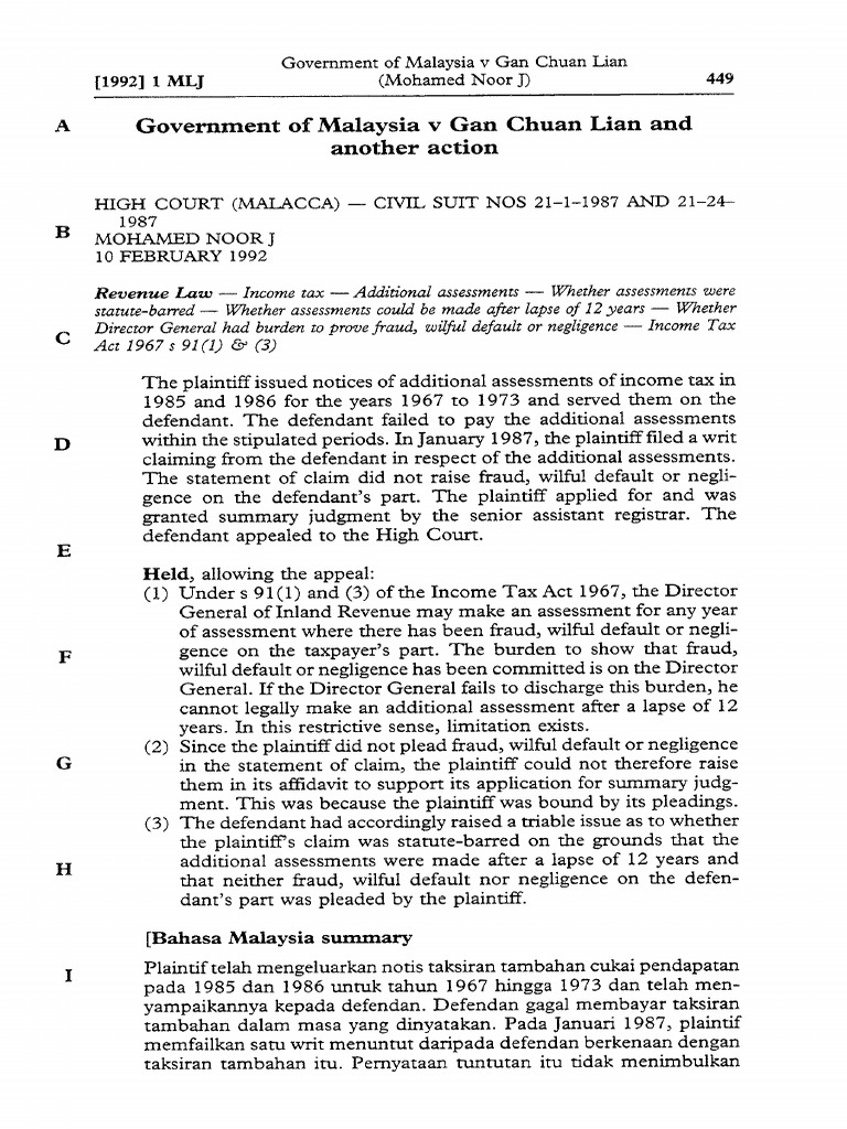 GOVERNMENT OF MALAYSIA V GAN CHUAN LIAN AND ANOTHER ACTION | PDF