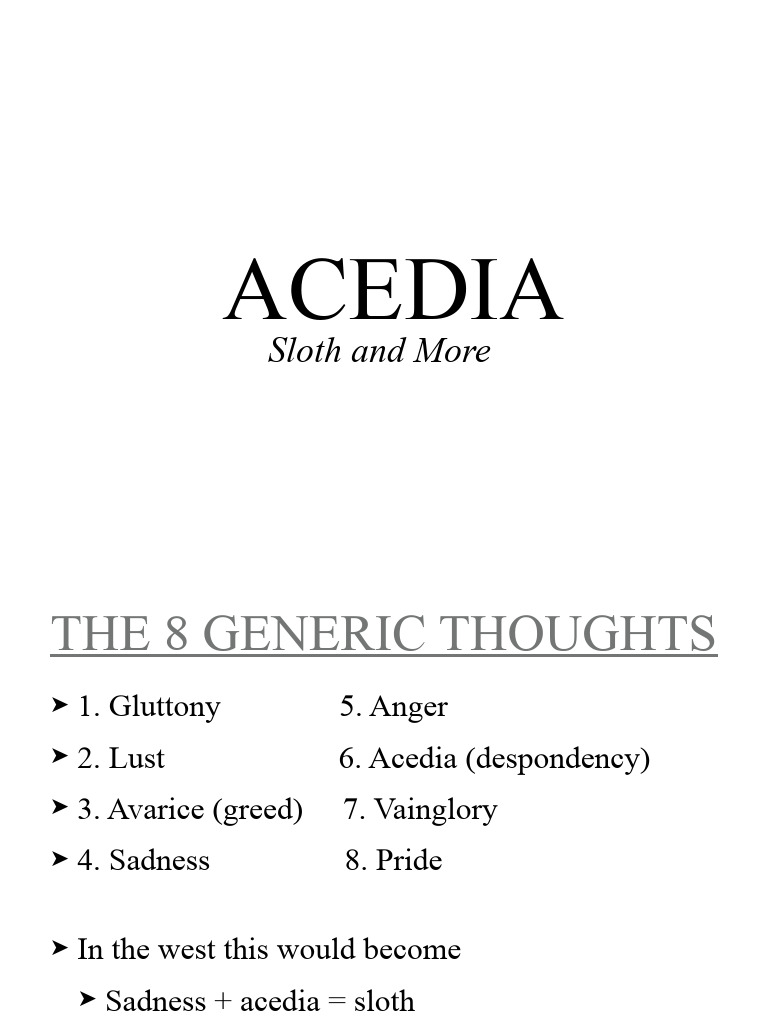 Acedia - Sloth and More | PDF | Seven Deadly Sins | Religious Belief ...