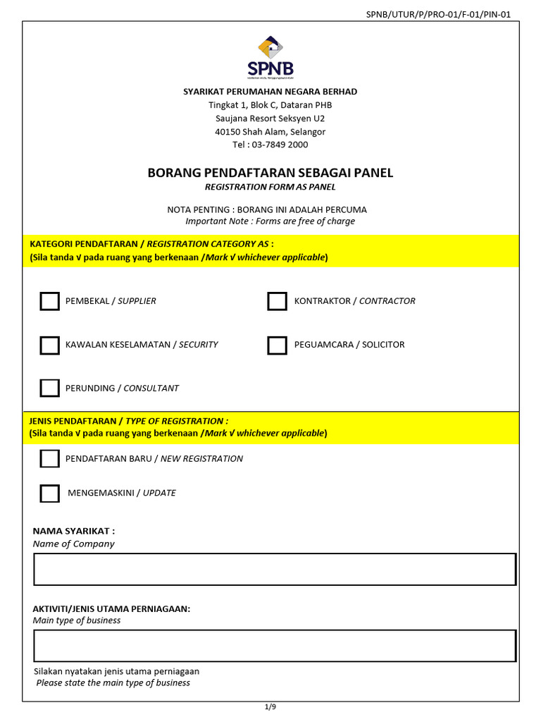 Vendor Registration Form | PDF | Malaysia