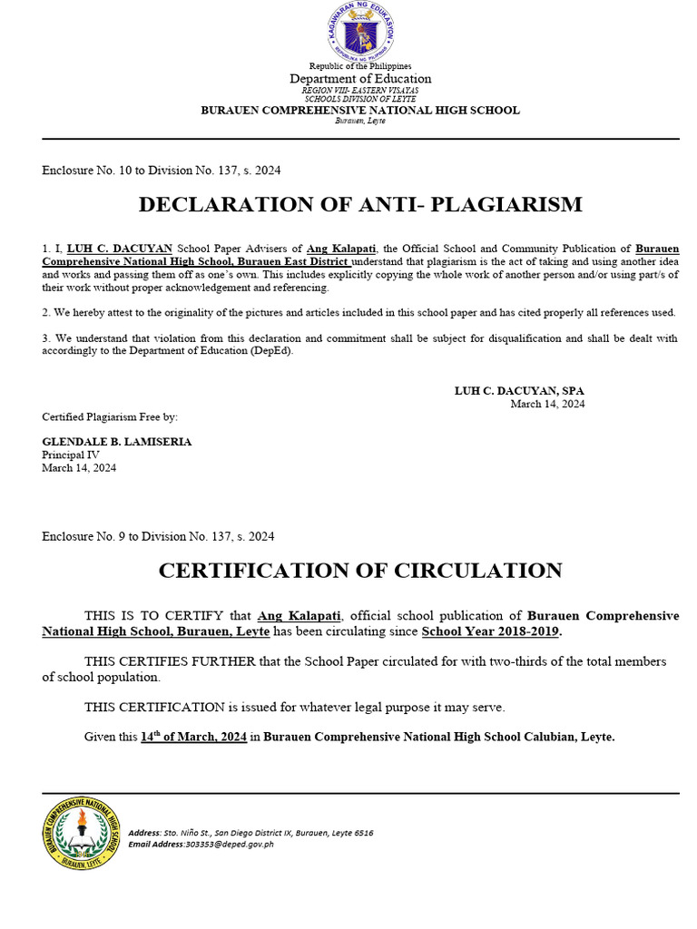 Circulation and Plagiarism Form1 | Download Free PDF | Plagiarism